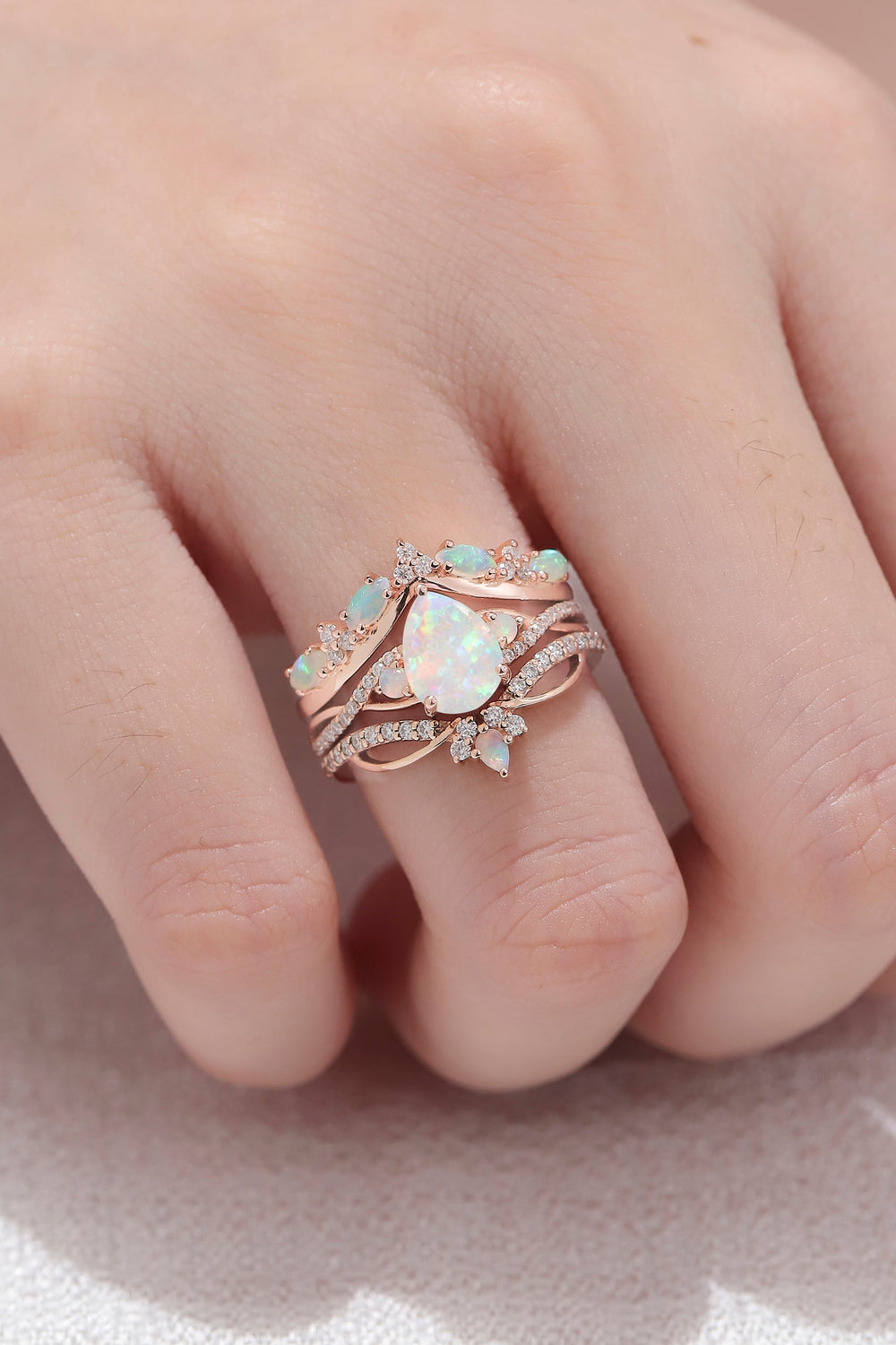 Nature Pearl Vine Half Enternity Engagement Ring – Iver Jewelry